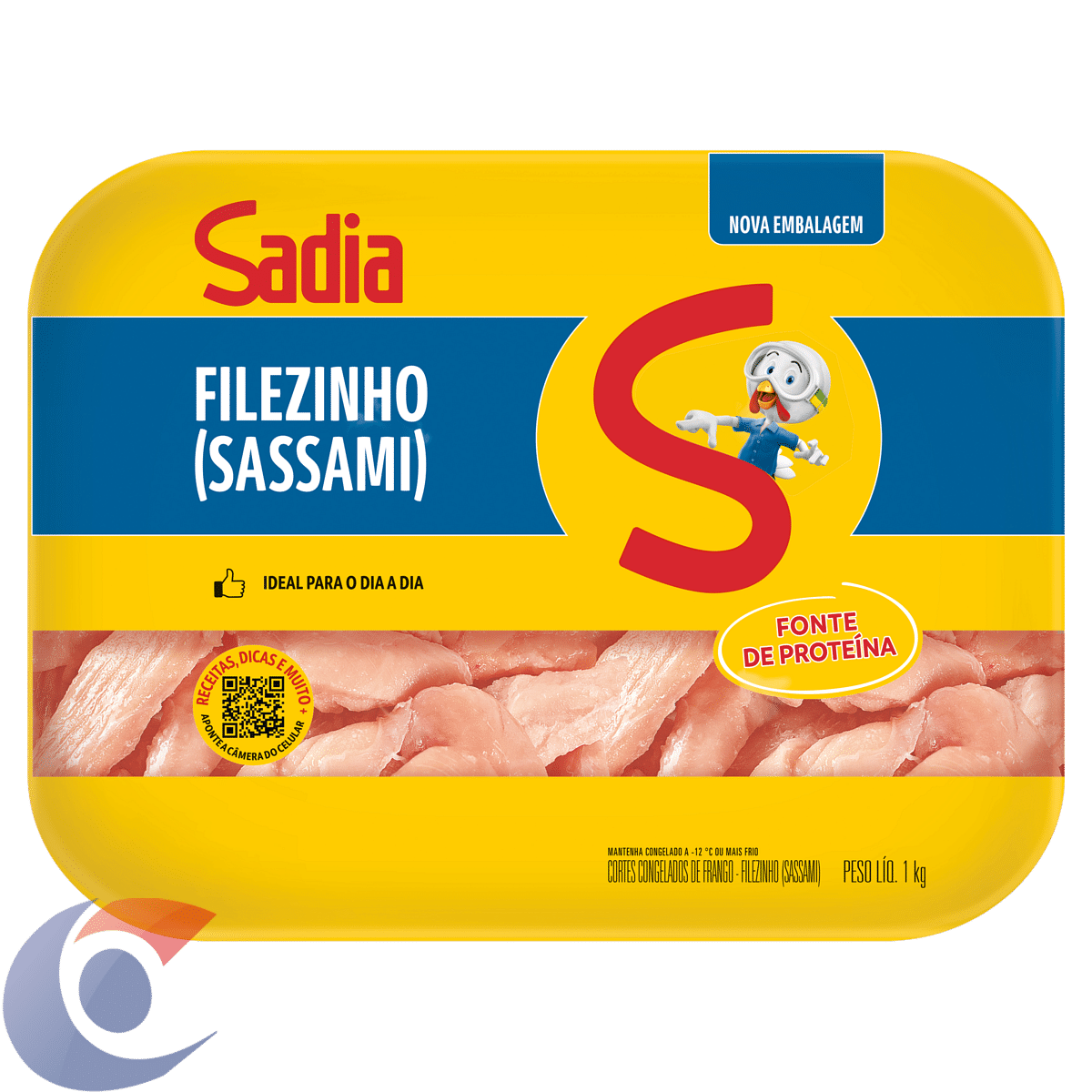 Filezinho de Frango Sassami Congelado Sadia bandeja 1Kg