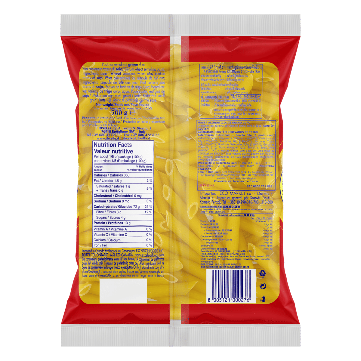 MASSA DIVELLA PENNE ZITI RIGA 500G