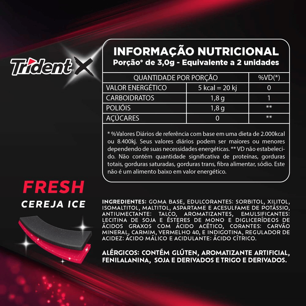 Chiclete Trident X Fresh Cereja 8g