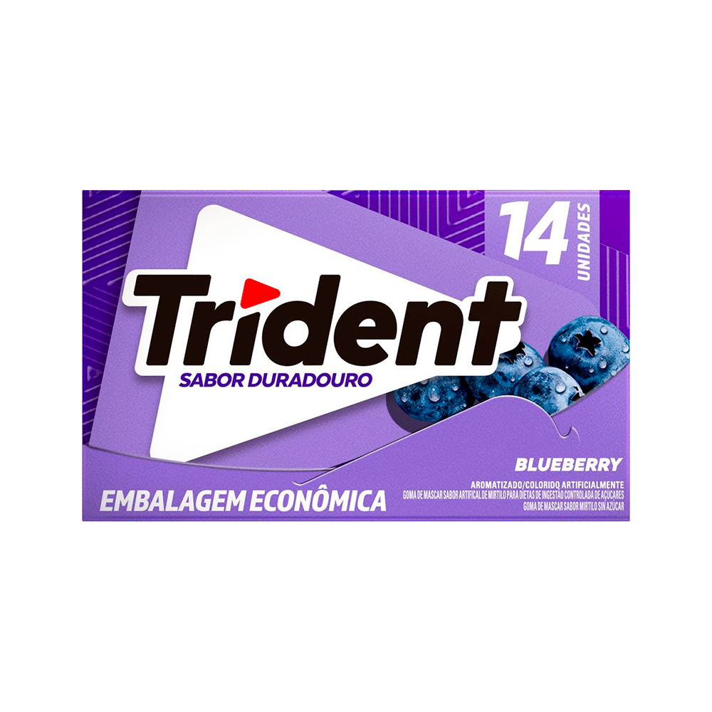 Chiclete Trident Blueberry embalagem econômica 25,2g